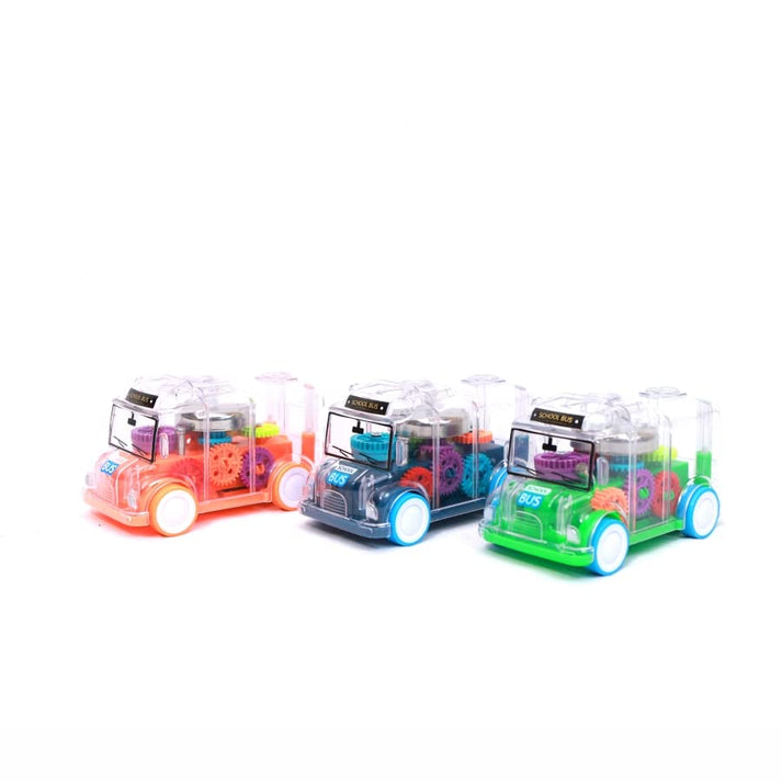 Transparent Mini School Bus Toy Gear Concept Minibus Toy With Tinkling